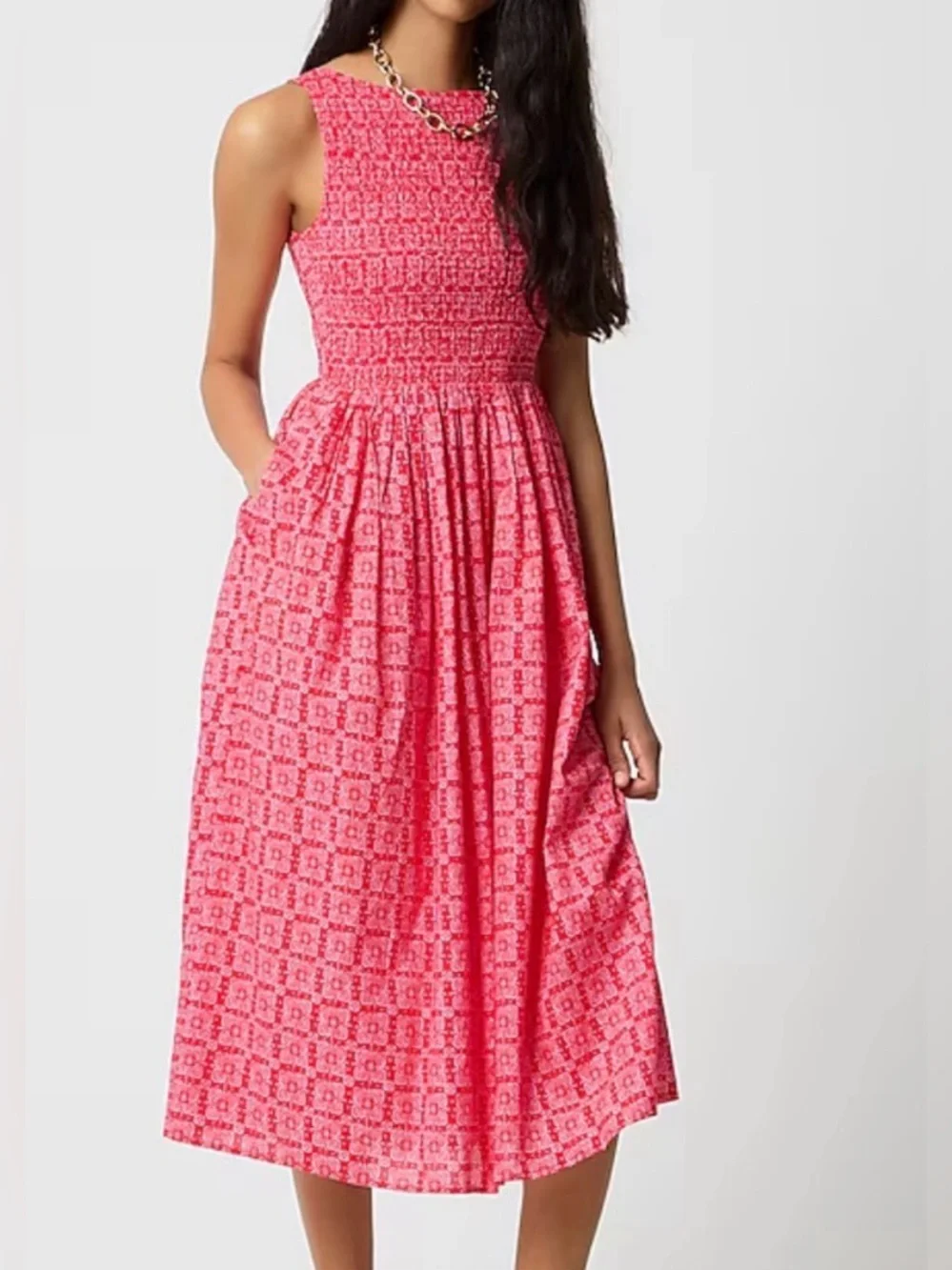 J. Crew Factory | Dresses | J Crew Factory Smocked Boatneck Midi Dress ...